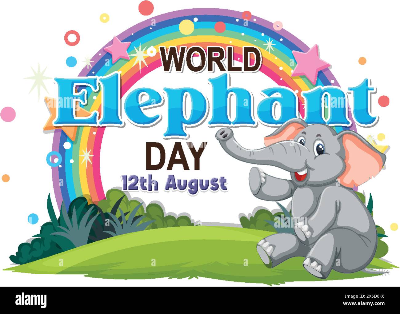 Colorful illustration for World Elephant Day, August 12 Stock Vector ...