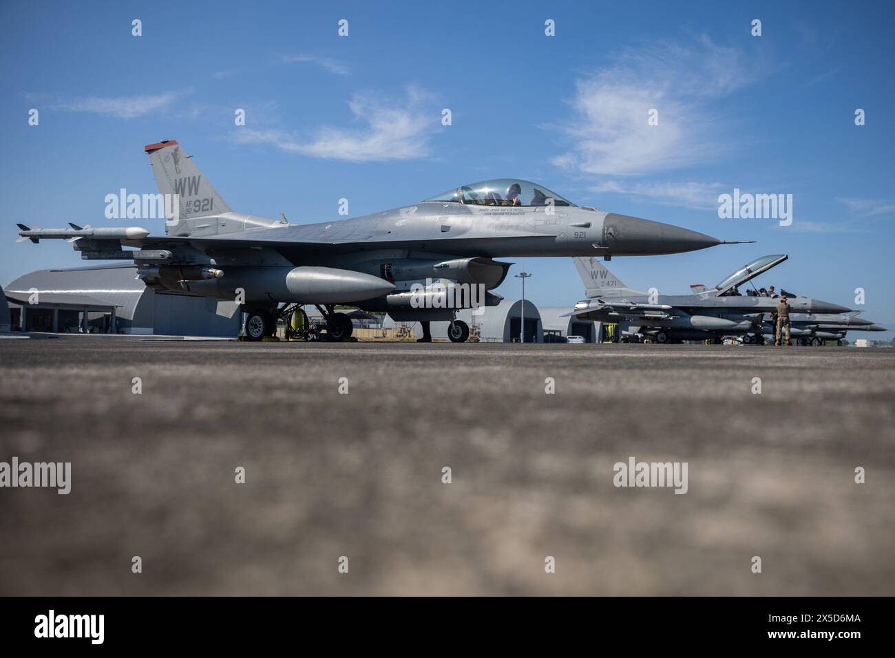 U.S. Air Force F-16 Fighting Falcons assigned to the 13th Fighter Wing ...