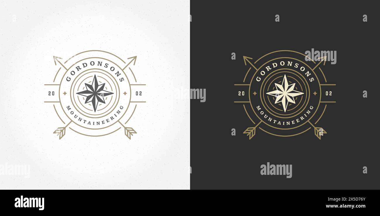 Wind rose logo emblem vector illustration outdoor expedition adventure ...