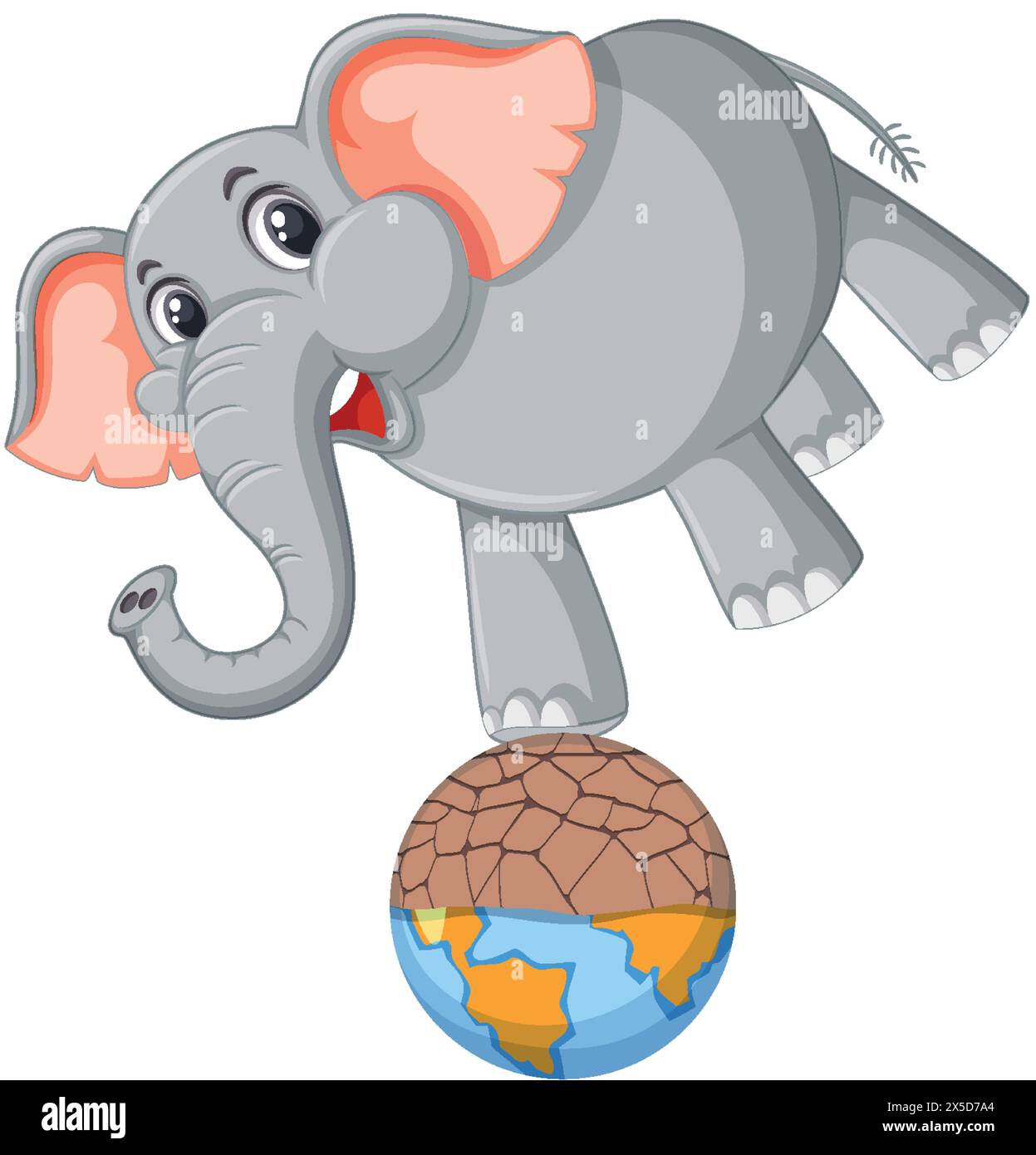 Cartoon elephant balancing on a stylized Earth Stock Vector Image & Art ...