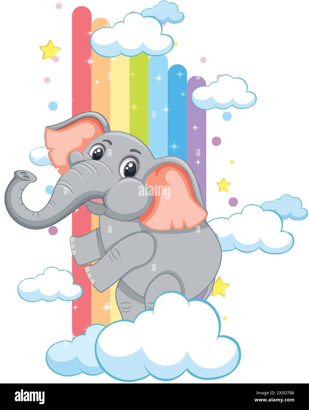 Cute elephant climbing a vibrant rainbow Stock Vector Image & Art - Alamy