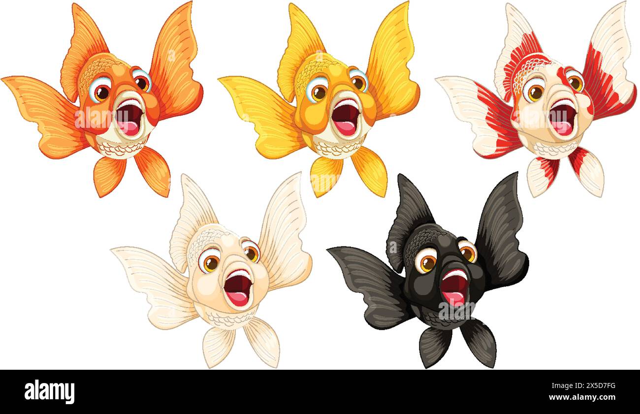 Five cartoon goldfish with various expressions Stock Vector Image & Art ...