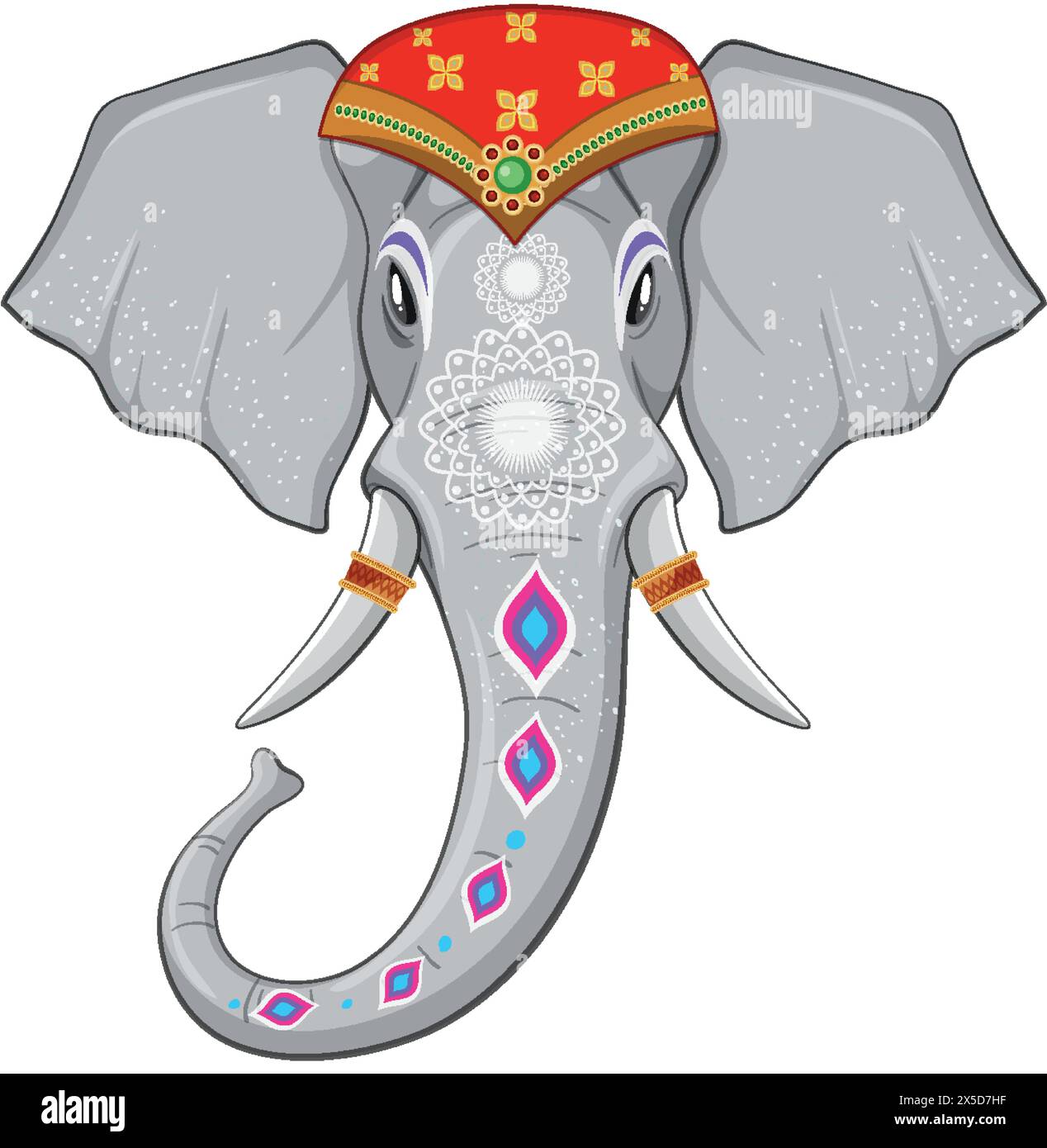 Colorful vector illustration of a decorated elephant Stock Vector Image ...