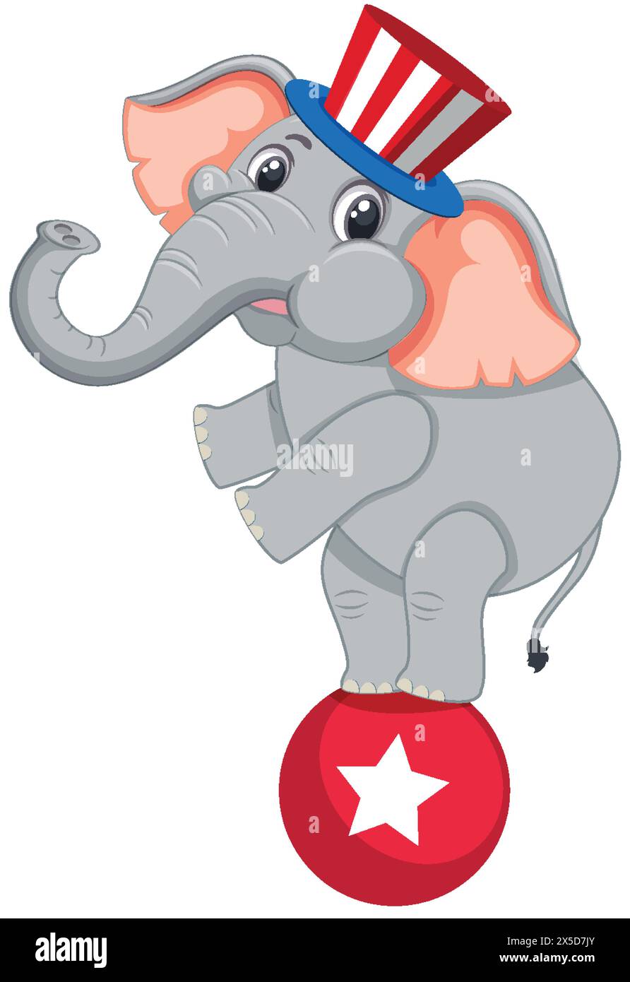 Cartoon elephant balancing on a circus ball Stock Vector Image & Art ...