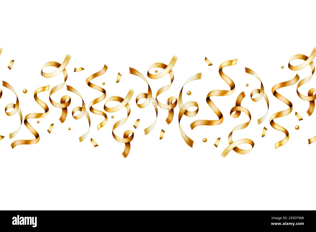 Seamless border with golden ribbon and streamer for birthday gifts ...