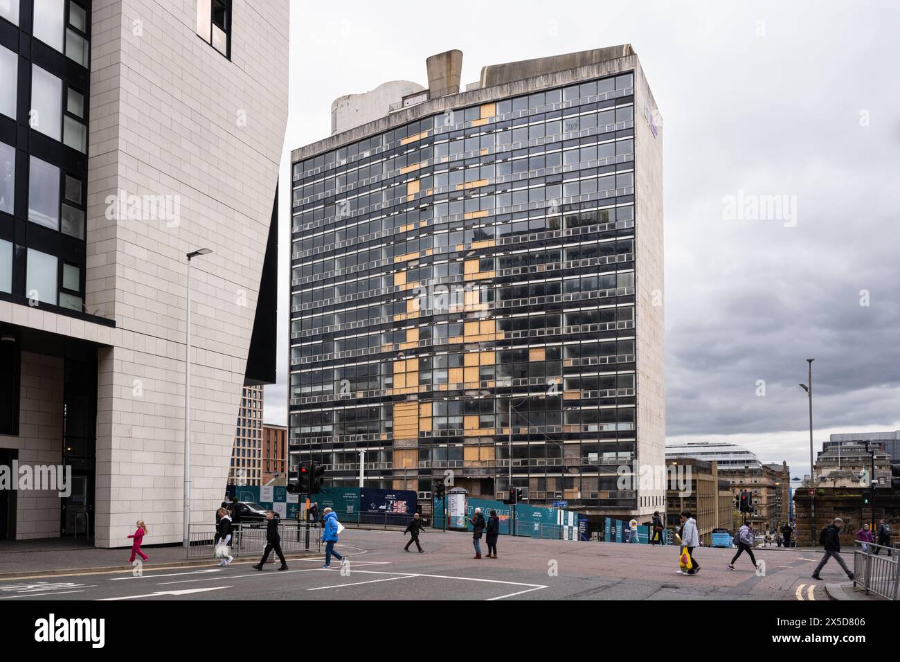 Met Tower Glasgow in state of disrepair (opposite side to the People ...
