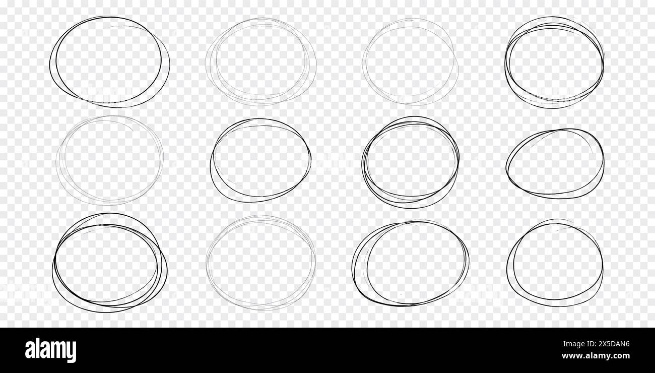 Circle scrible circular emphasis frame, fast mark, pencil line doodle ...