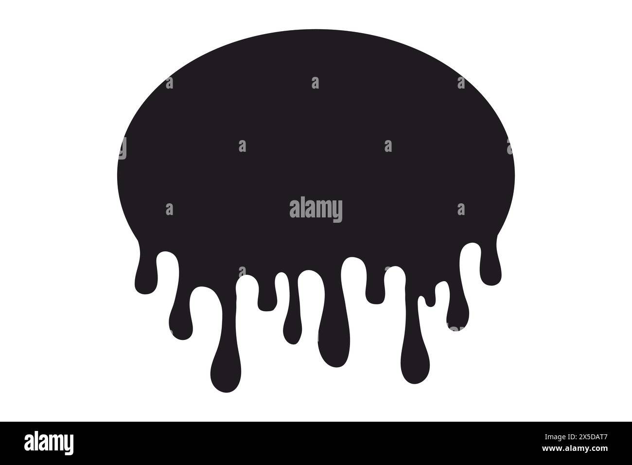 Melt drip circle silhouette paint round splash with drops, liquid shape ...