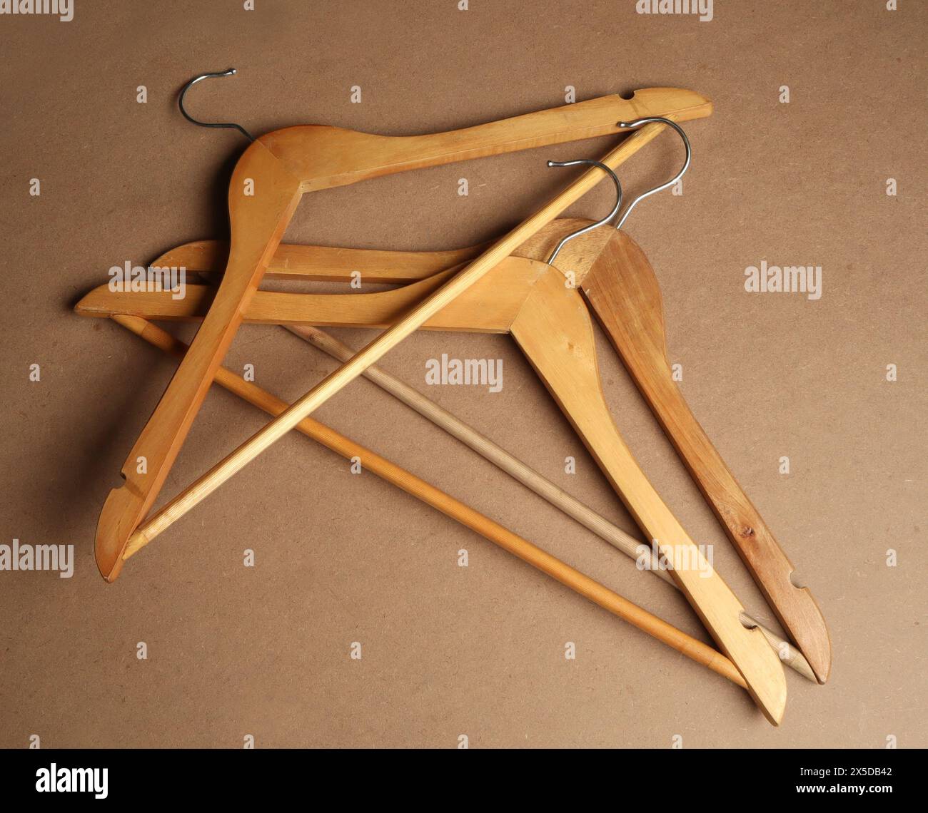 wooden hangers on the table Stock Photo - Alamy