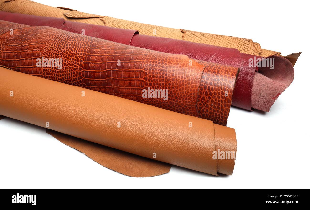 genuine leather roll isolated on white background Stock Photo - Alamy