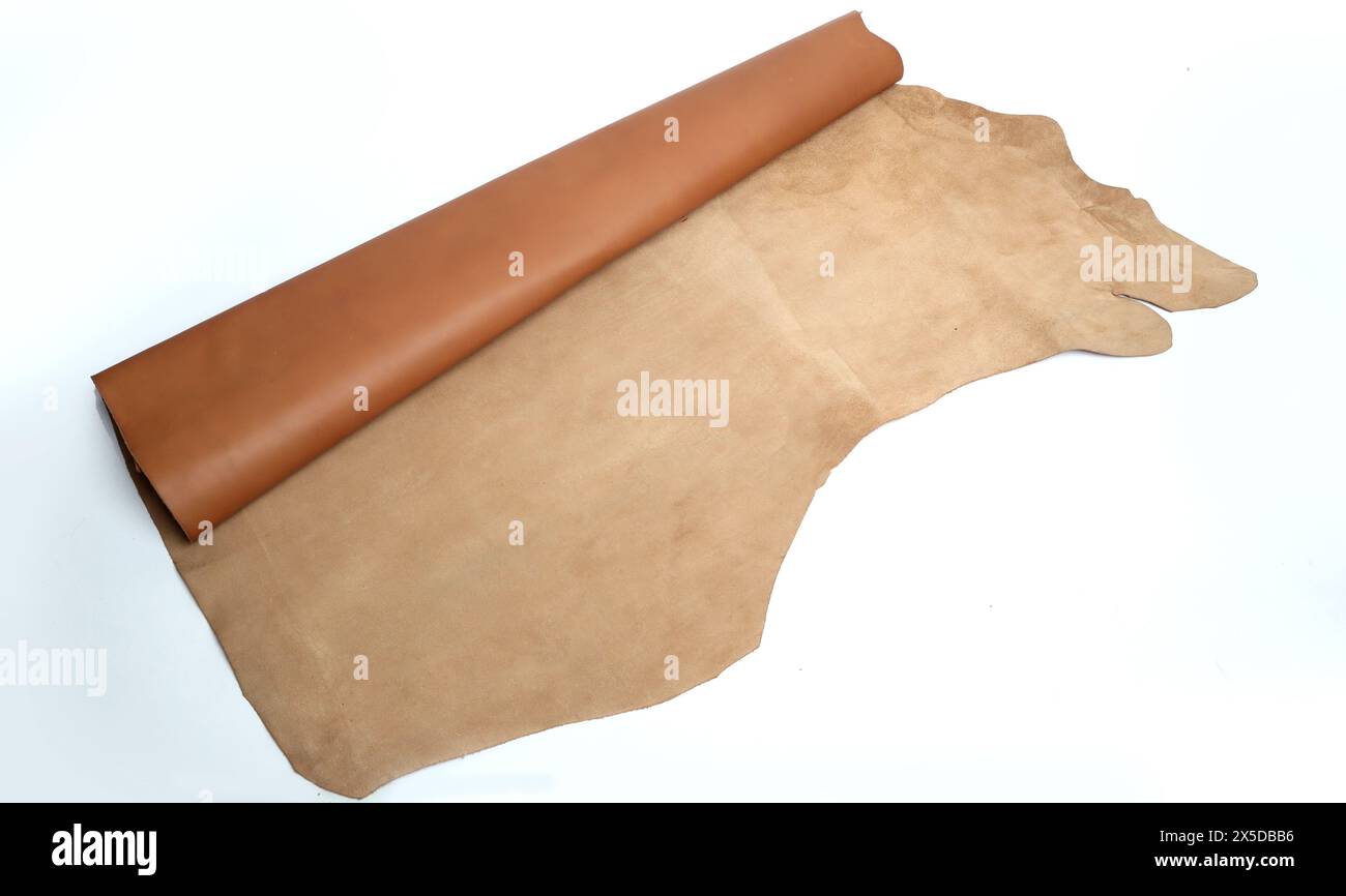 genuine leather roll isolated on white background Stock Photo - Alamy