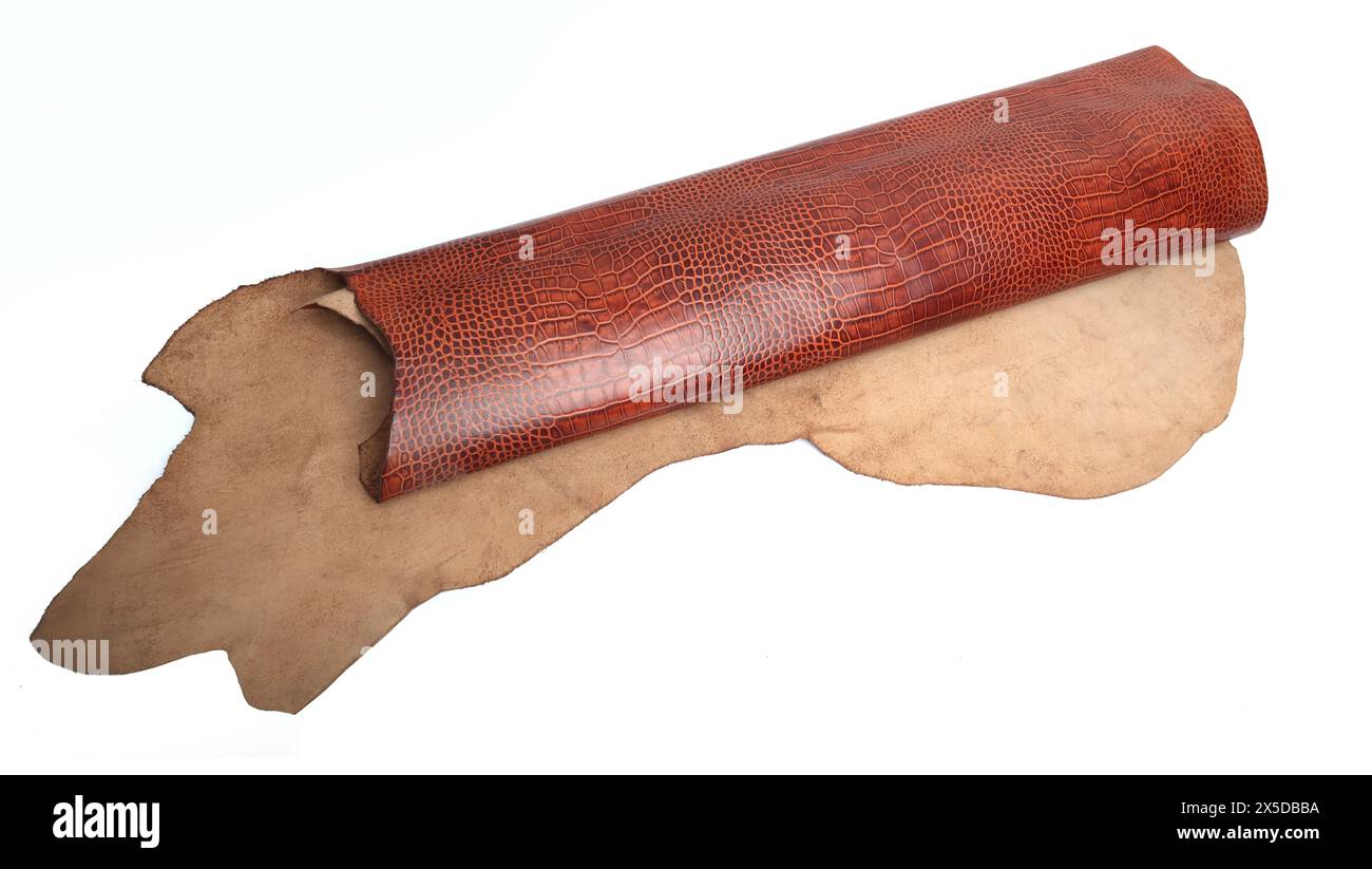 genuine leather roll isolated on white background Stock Photo - Alamy