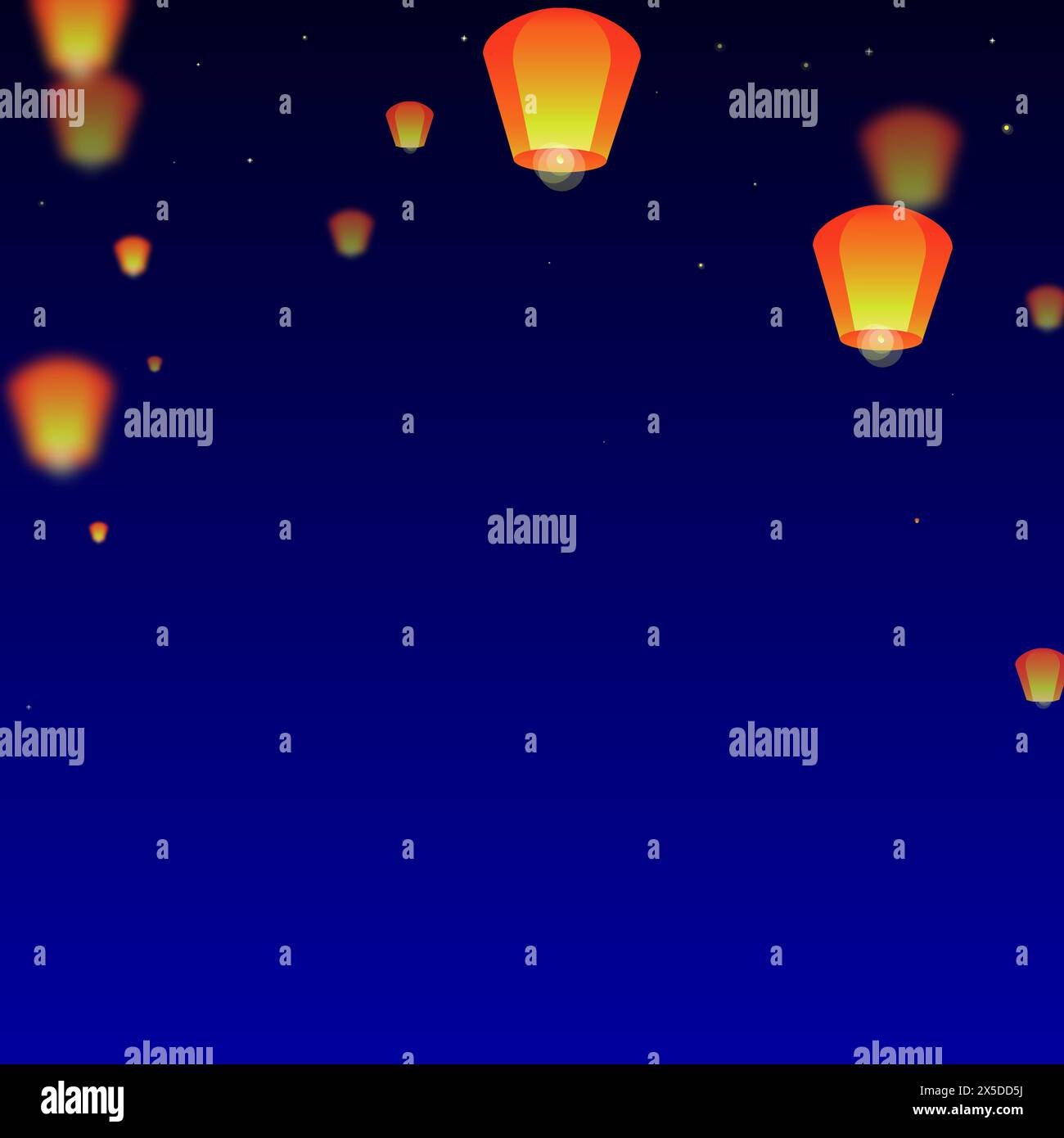 Yi peng festival card. Thailand holiday with paper lantern lights ...