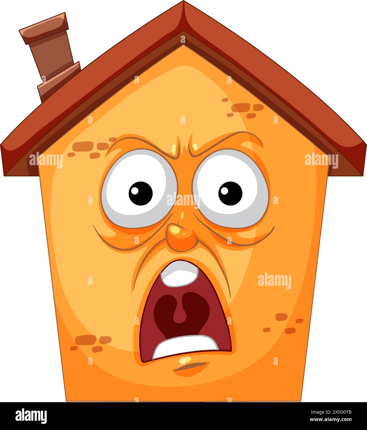 Vector illustration of a house with a shocked expression Stock Vector ...