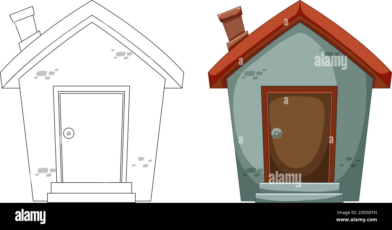 Two cartoon-style houses with unique designs Stock Vector Image & Art ...