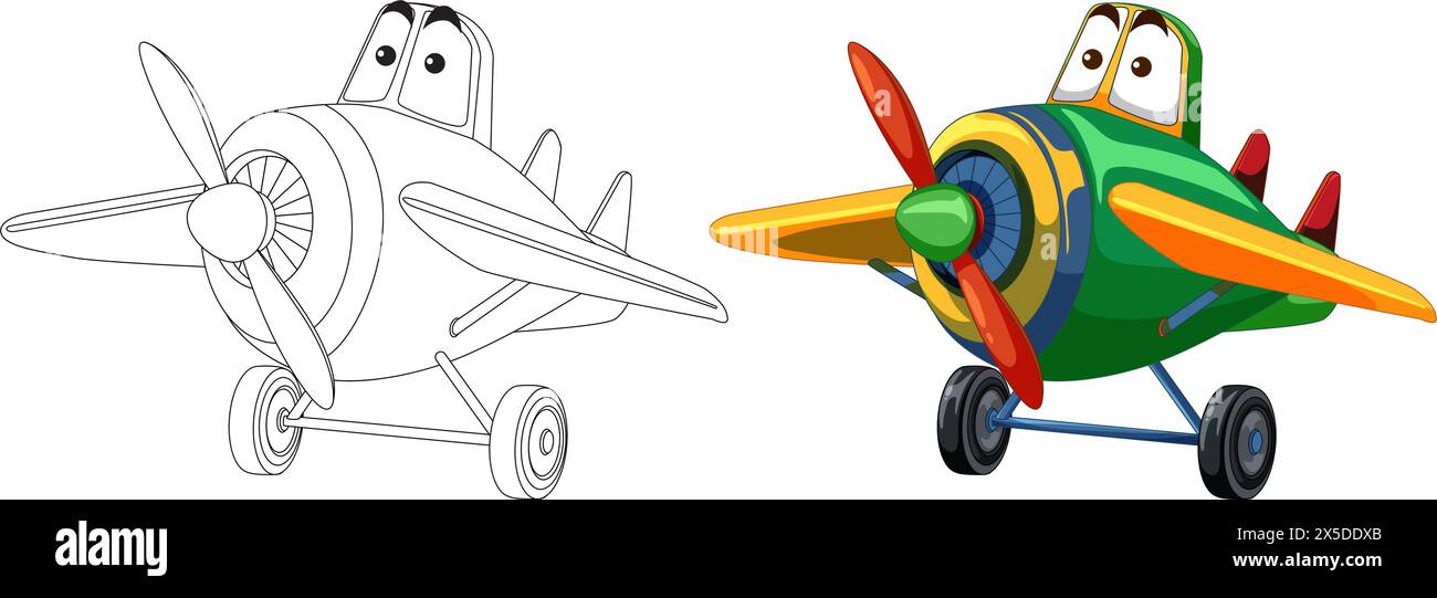Vector illustration of a colorful cartoon plane Stock Vector Image ...