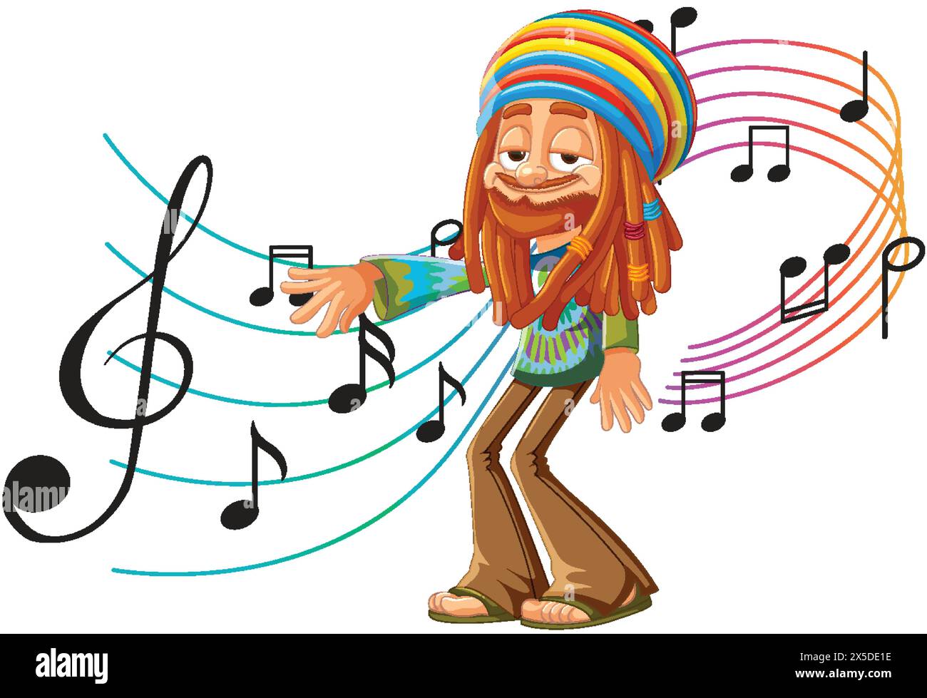 Colorful illustration of a happy Rastafarian dancing Stock Vector Image ...