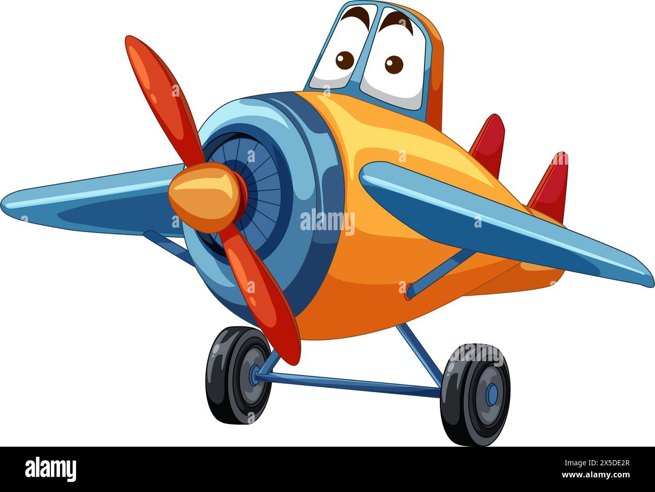 Bright, cheerful cartoon airplane with expressive eyes Stock Vector ...
