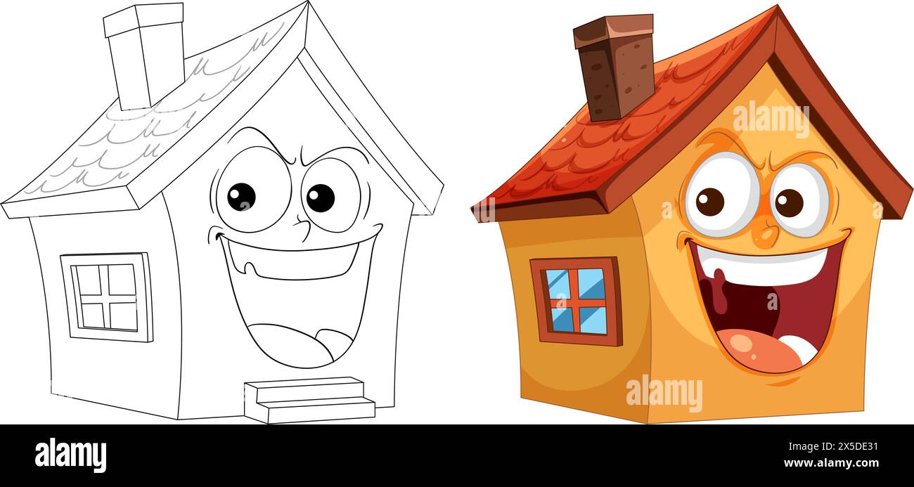 Two animated houses showing joyful expressions Stock Vector Image & Art ...