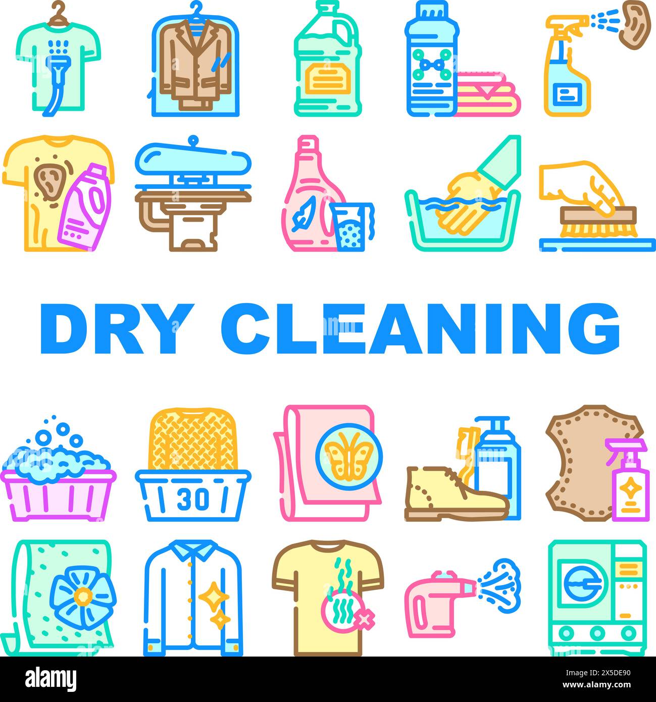 dry cleaning laundry service icons set vector Stock Vector Image & Art ...