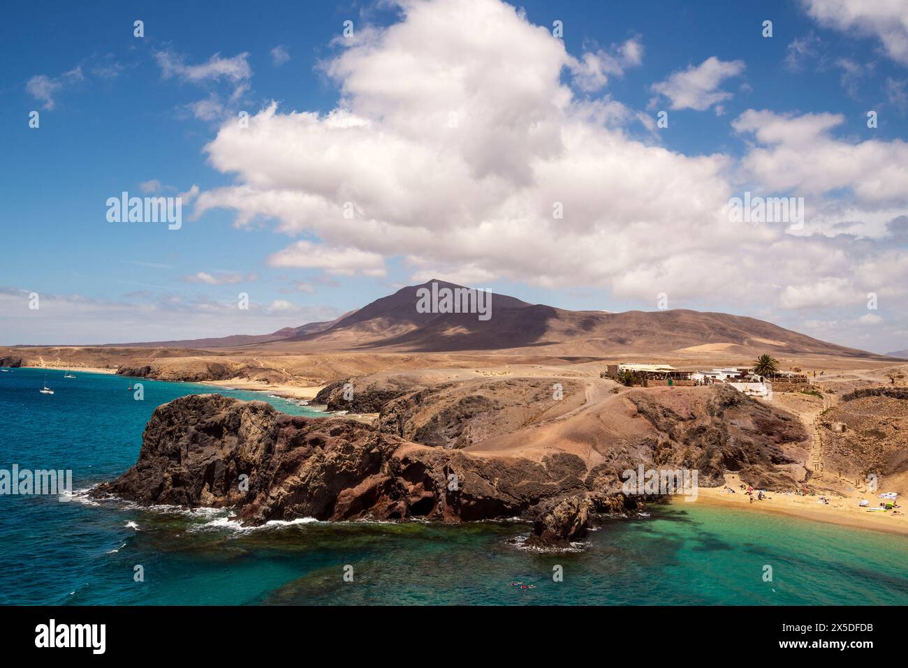 Aerial view of Playa de Papagayo beach volcanic landscape, Playa Blanca ...