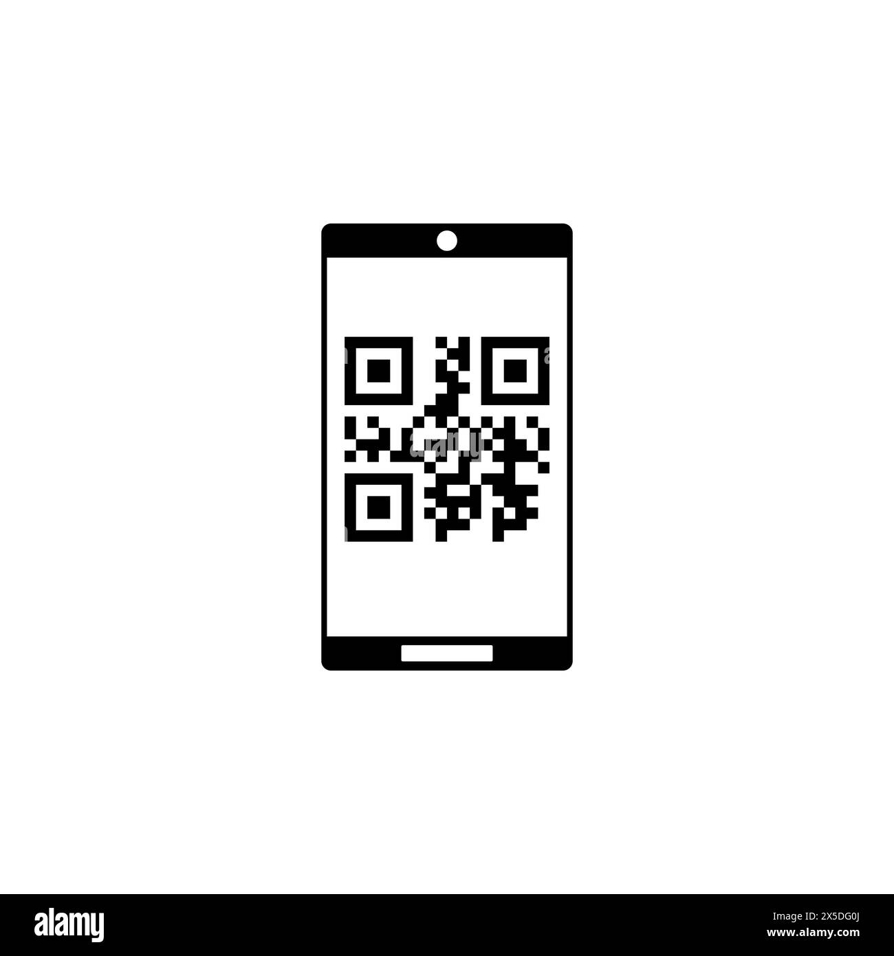 Mobile Smartphone QR Code flat vector icon. Simple solid symbol isolated on white background ...