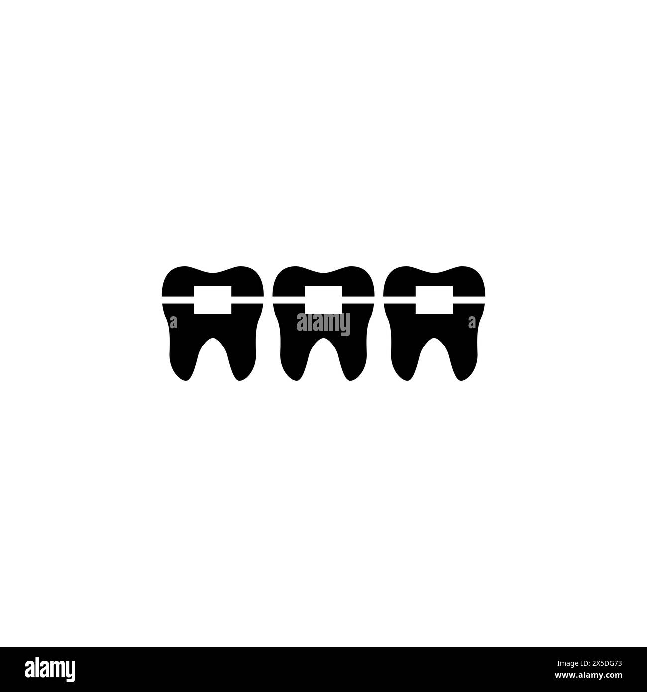 Teeth with Dental Braces flat vector icon. Simple solid symbol isolated on white background ...