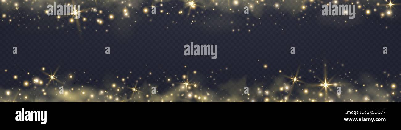 Gold glittering dots, particles, stars magic sparks. Glow flare light ...