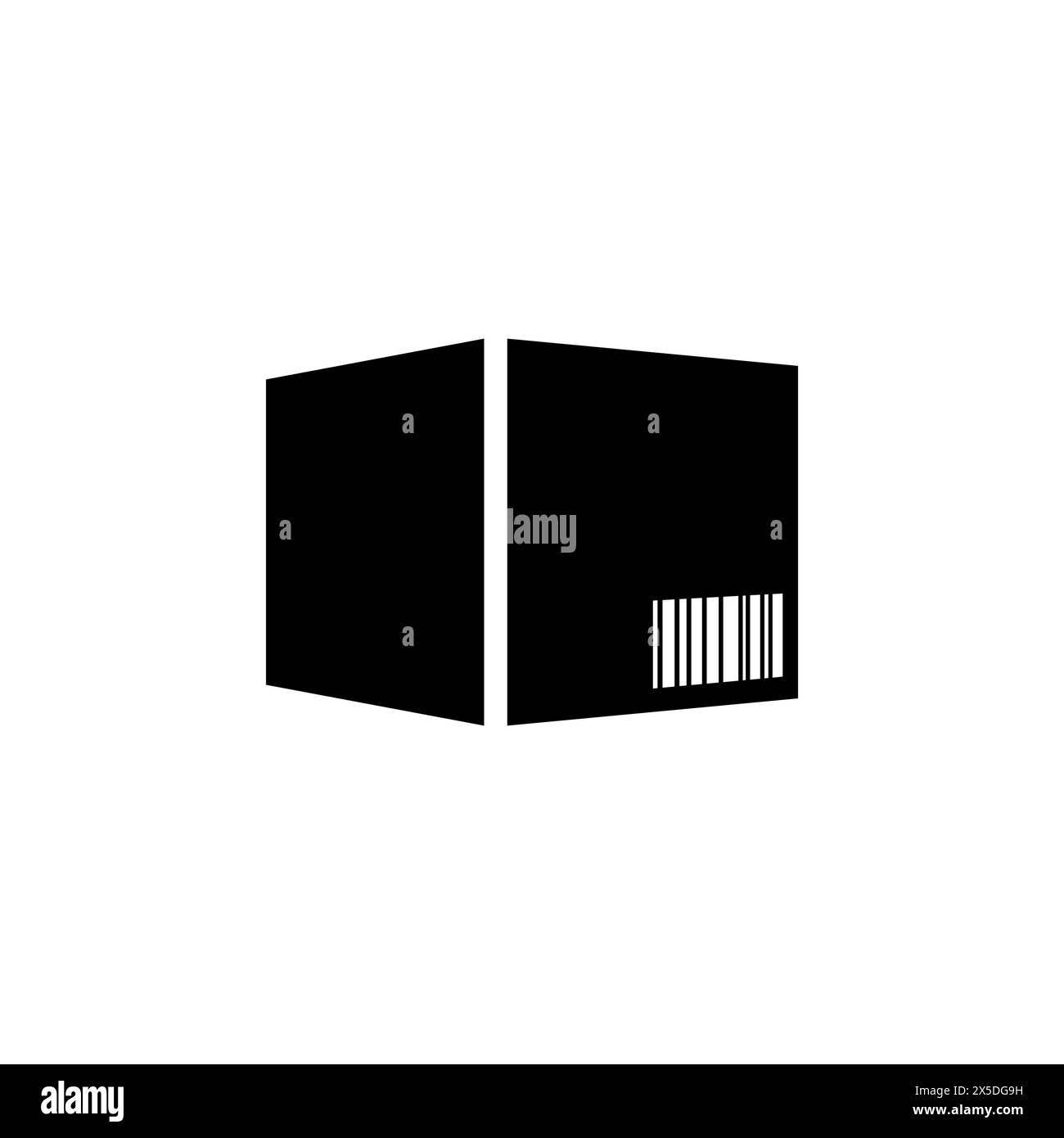 Cardboard Box with Bar Code flat vector icon. Simple solid symbol isolated on white background ...