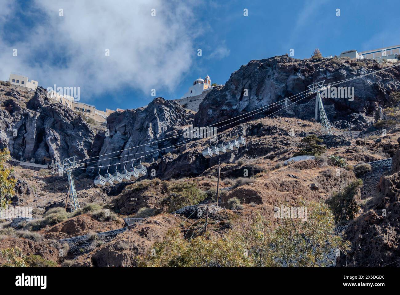 Santorini, Greece, May 4, 2024.The Santorini cable car is a Greek cable ...
