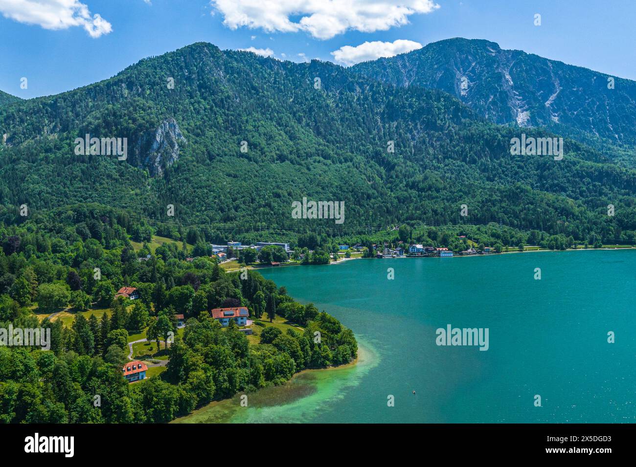 View of the Kochelsee and the municipality of Kochel am See in the ...