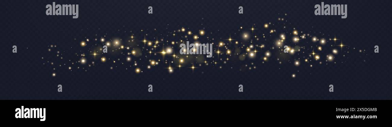 Gold glittering dots, particles, stars magic sparks. Glow flare light effect. Gold luminous ...
