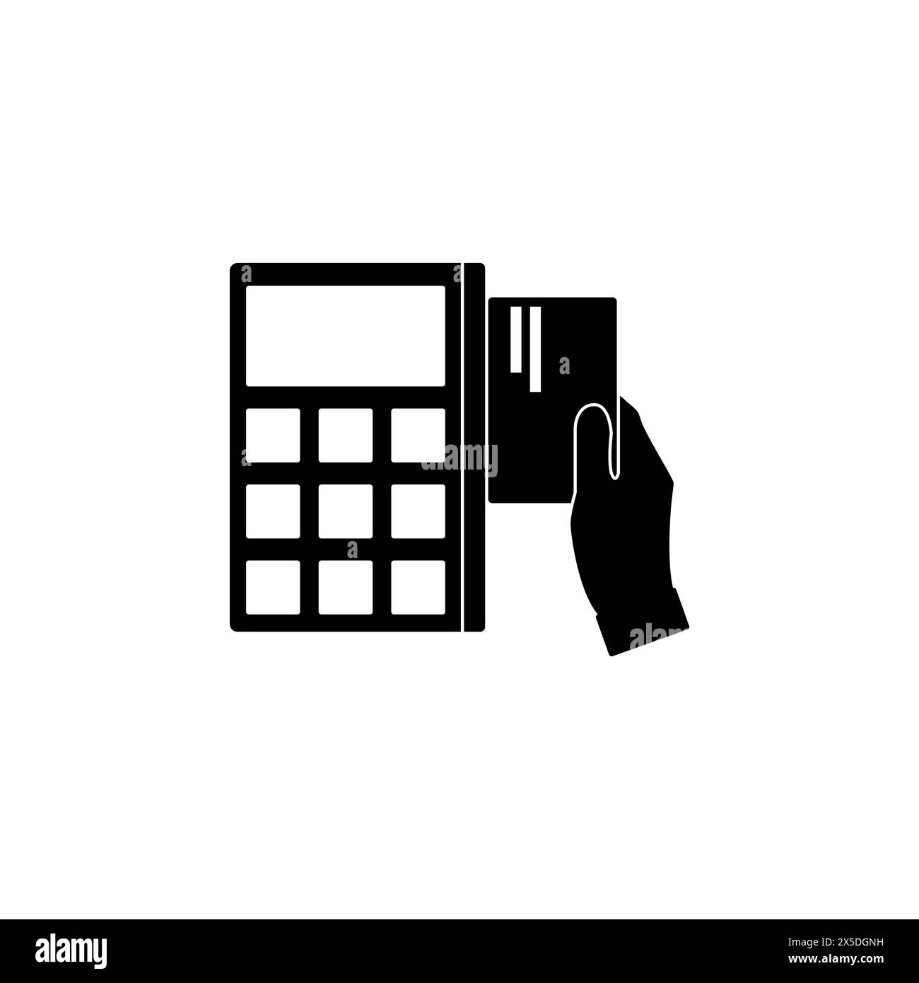 Businessman Hand with Credit Card, POS PDQ Terminal flat vector icon ...