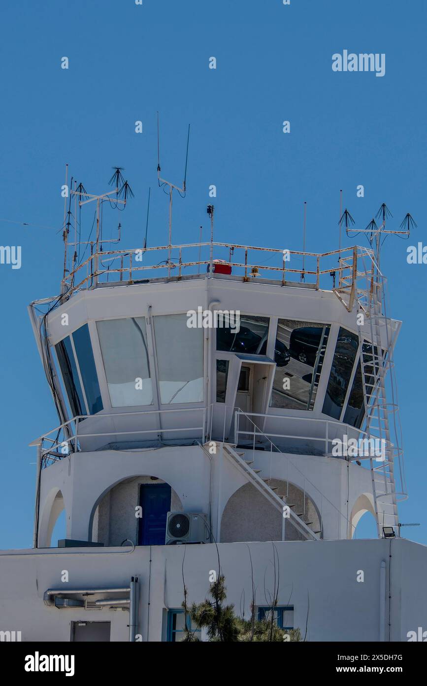 Santorini, Greece, May 6, 2024. Oia. Airport control tower Stock Photo ...
