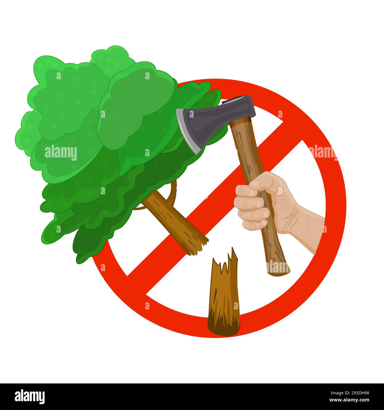 Deforestation sign isolated on white background. Stop deforestation ...