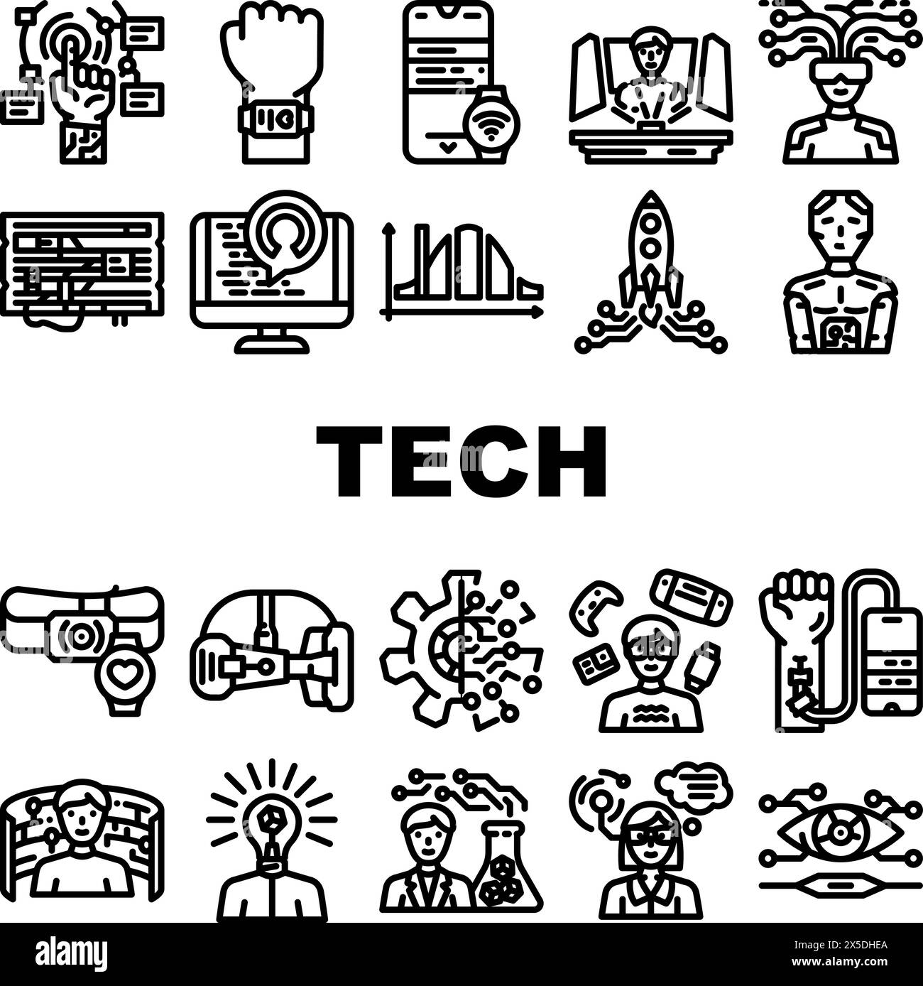 tech enthusiast reality virtual icons set vector Stock Vector Image ...