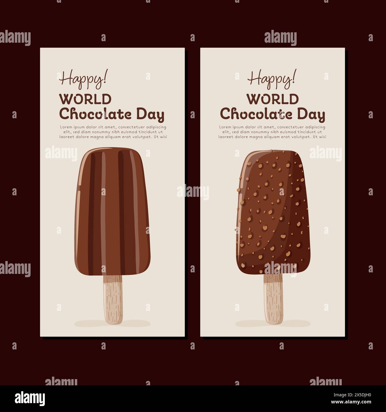 World chocolate day. Set of banner templates with ice cream. Sweet ...