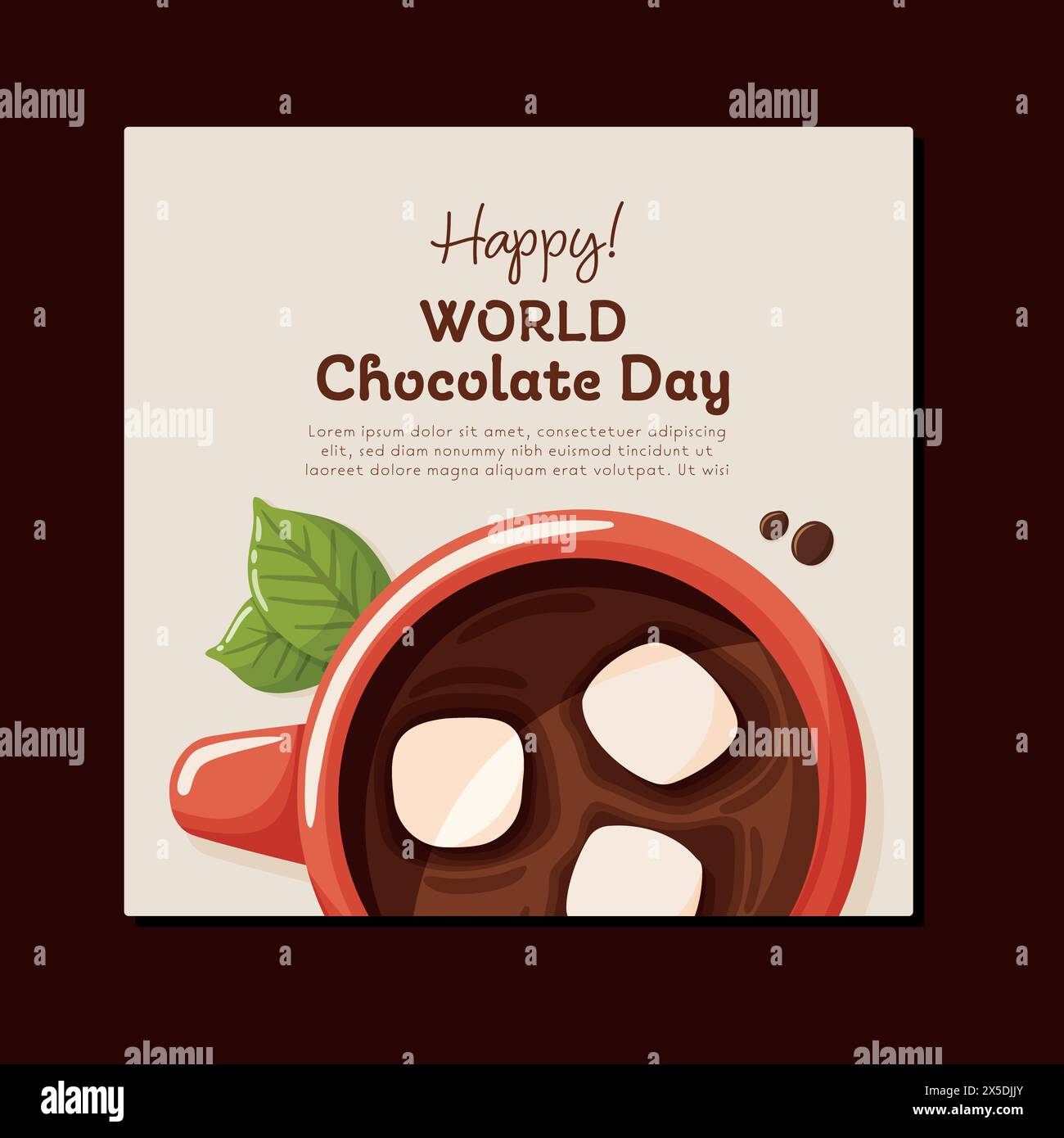 World chocolate day banner template with a chocolate mug. Sweet dessert ...