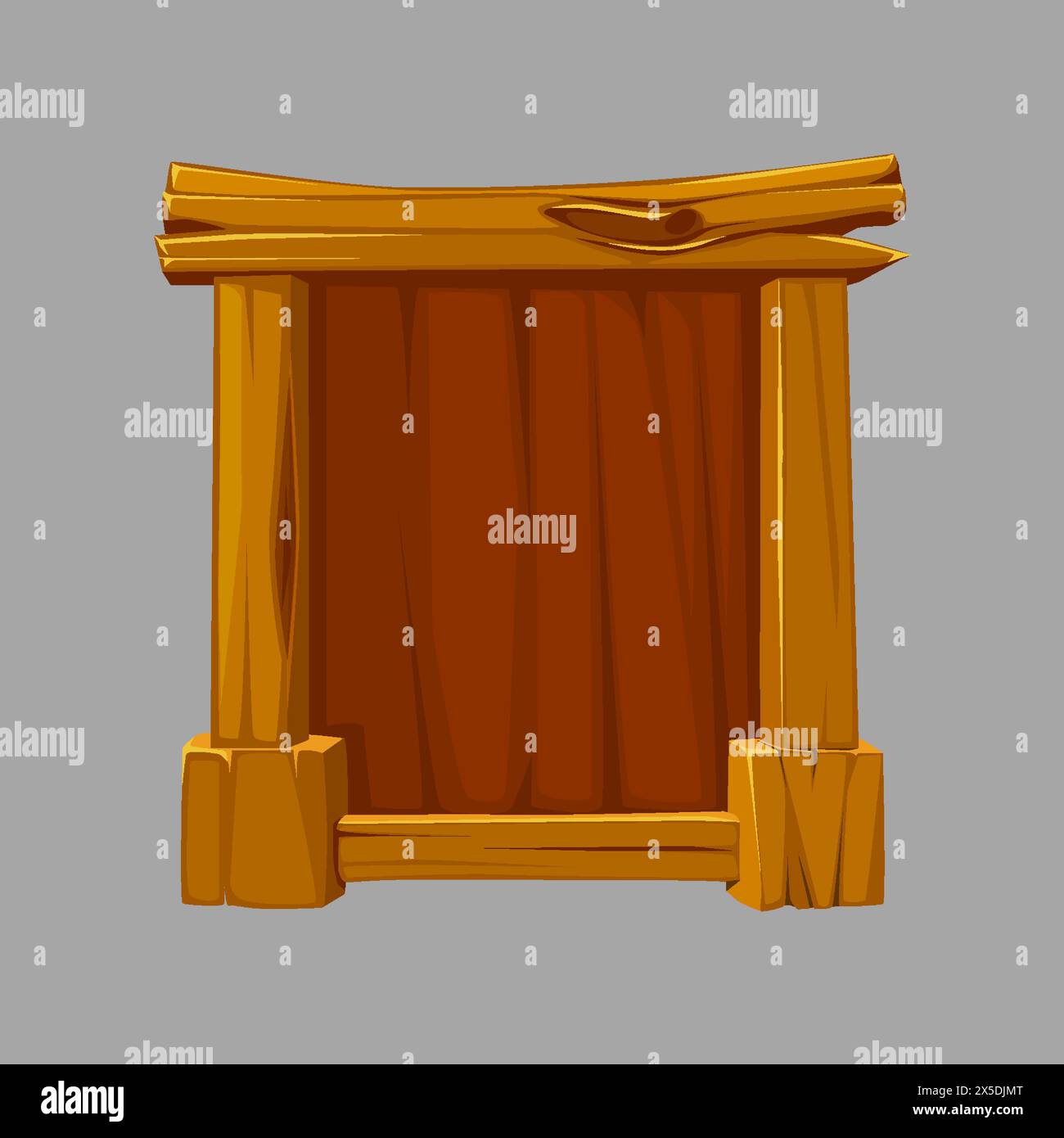 Wooden game frame or border. Brown planks and panels for game interface ...