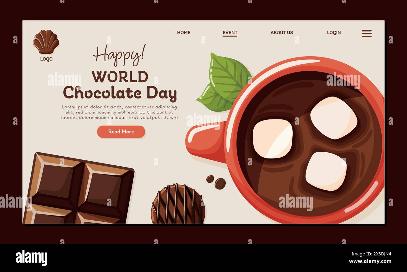 Web page design template for chocolate store. Online food. Isolated ...