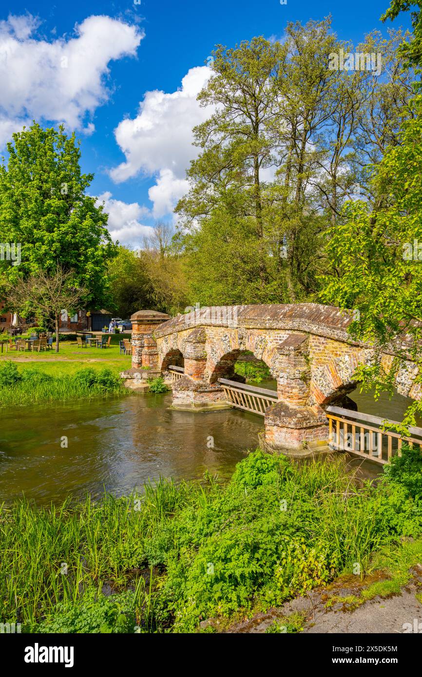 The river Darent at Farningham Kent, with the old Ornamental screen ...