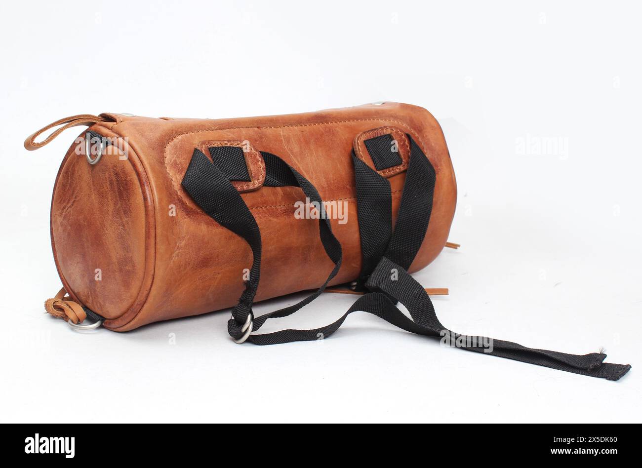 tan leather motorcycle saddle bag isolated on white background Stock ...