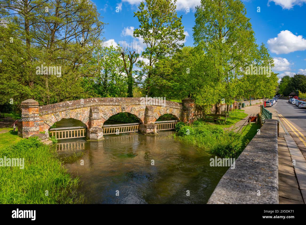 The river Darent at Farningham Kent, with the old Ornamental screen ...