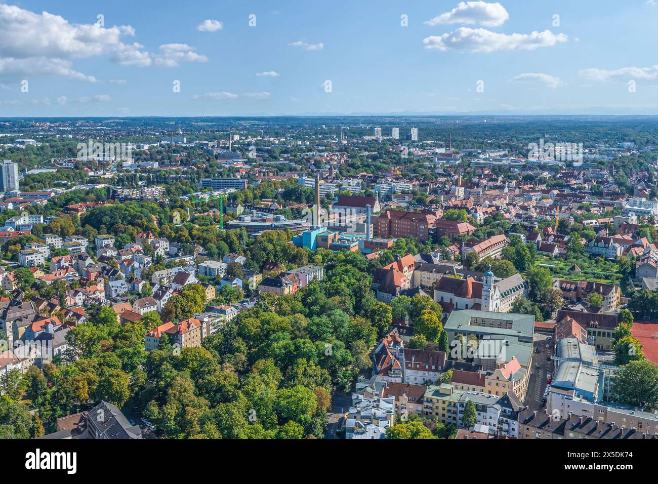 Augsburg from above, view to the north-eastern city around Luginsland ...