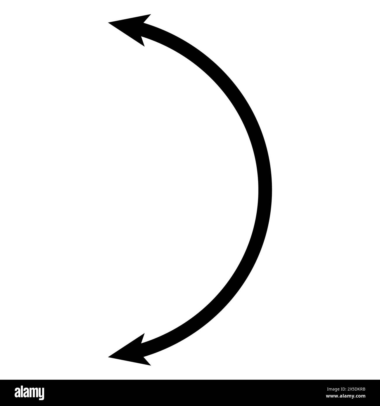 Semicircular curved thin long double ended arrow. Dual semi circle ...