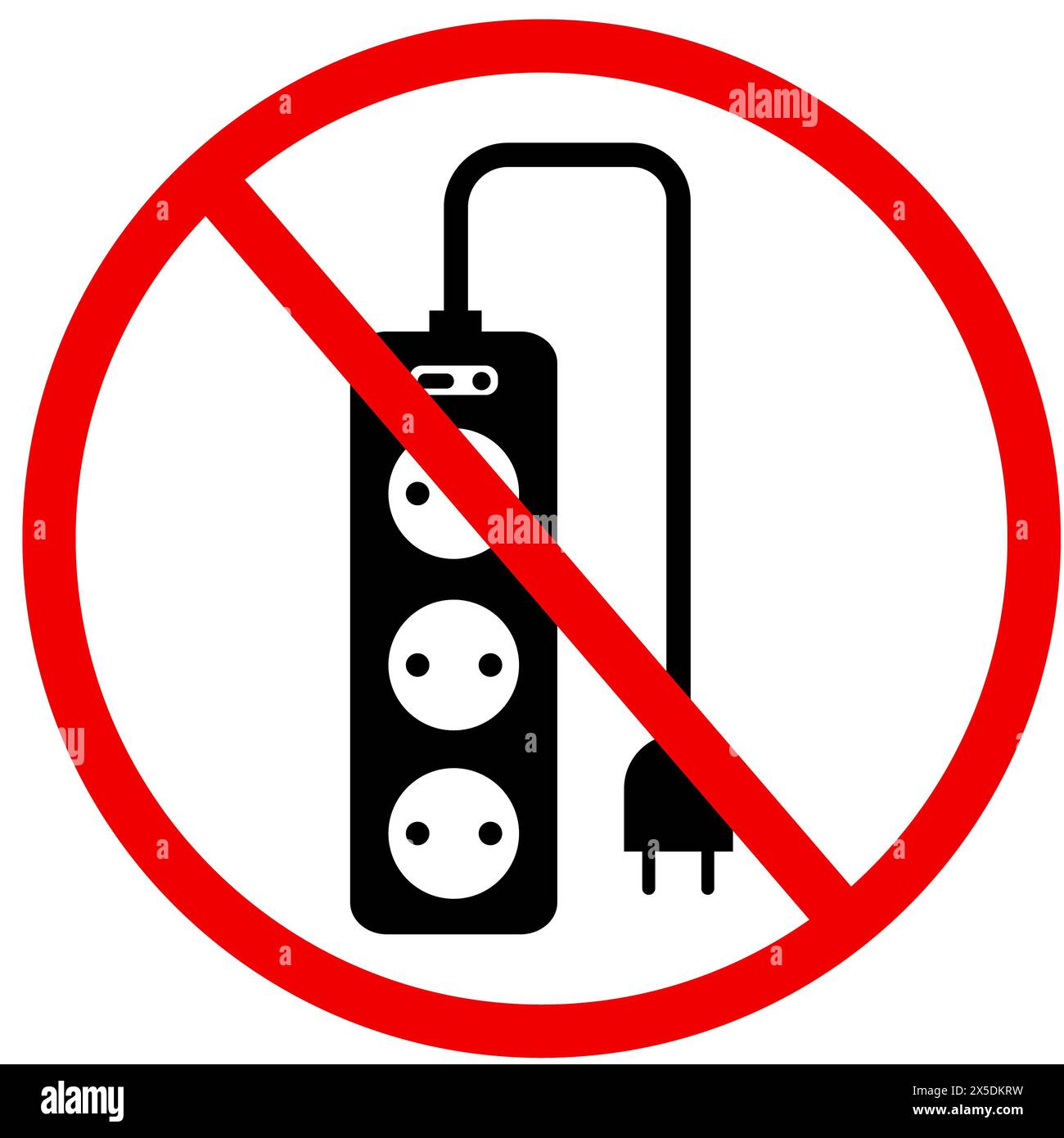 No extension cord voltage symbol. Do not use extension cord sign ...