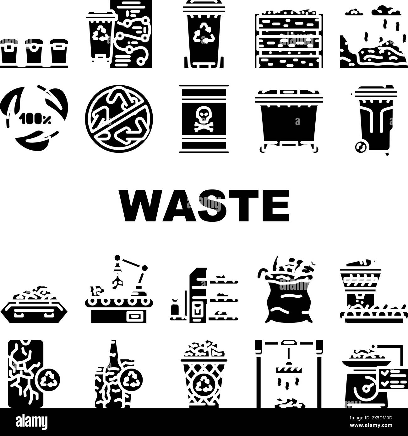 waste sorting garbage plastic icons set vector Stock Vector Image & Art ...