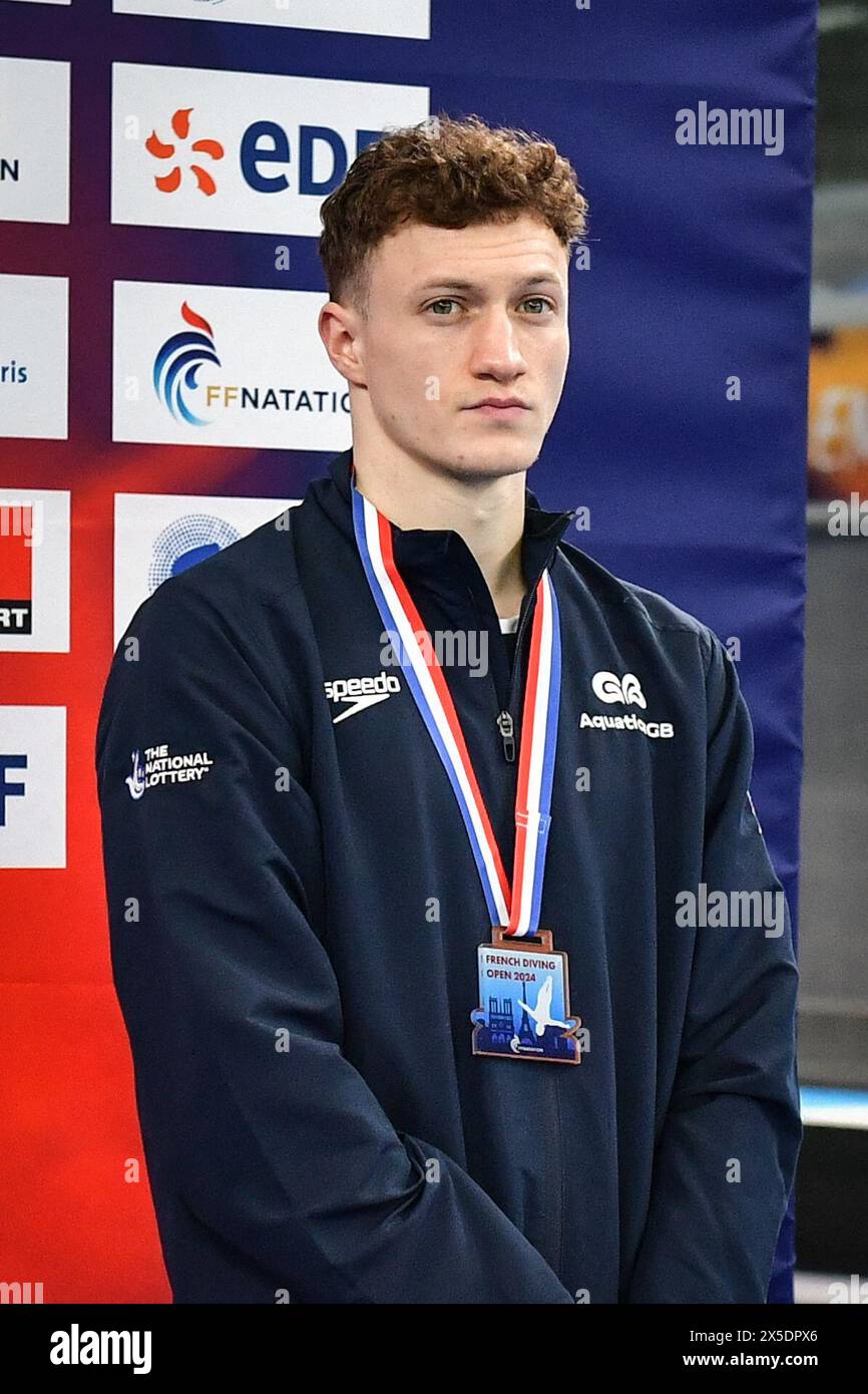 Paris, France May 9, 2024. UK's bronze medalist Noah Williams poses for ...