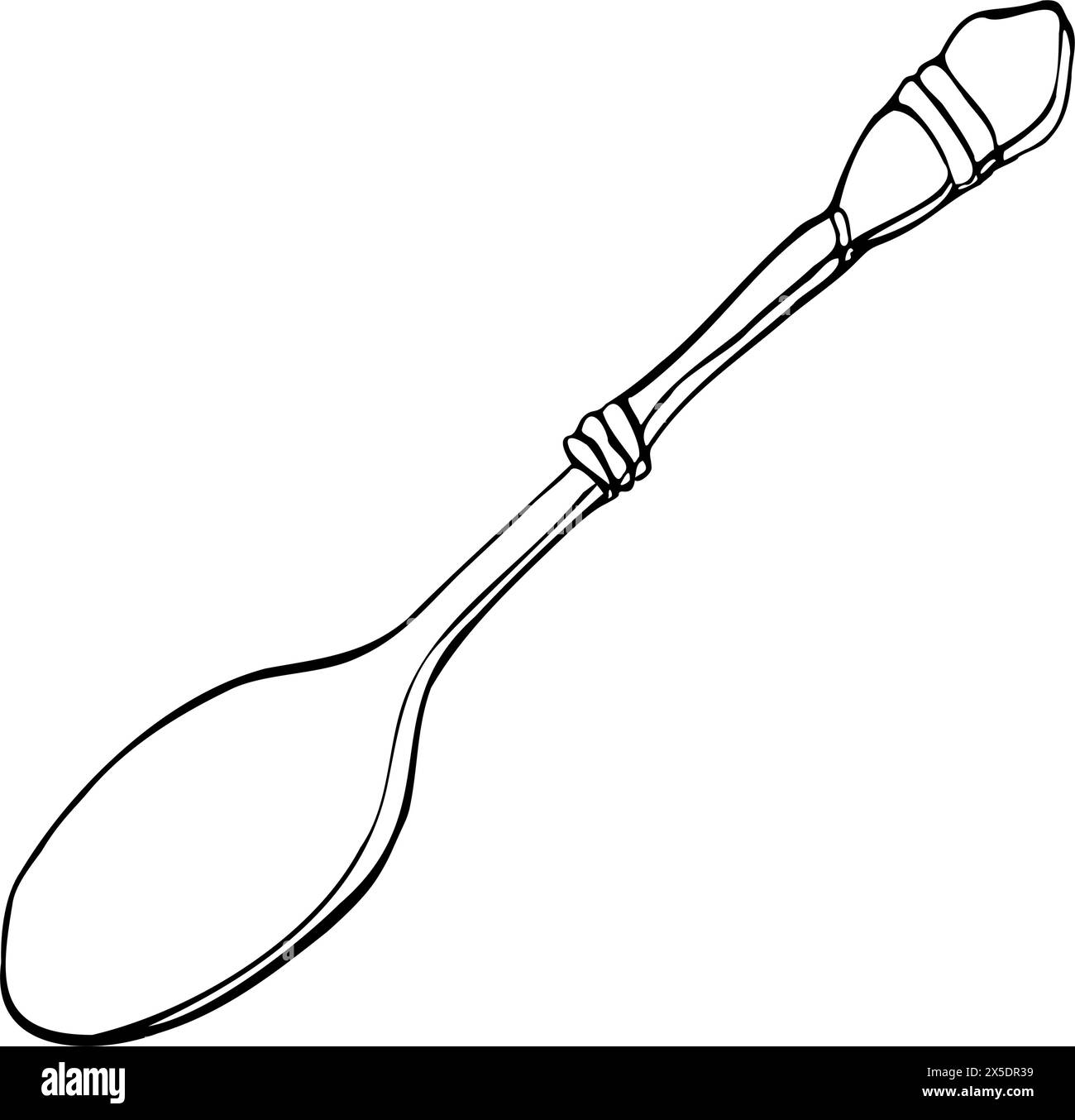 Line tea spoon in Victorian style, vector illustration. Hand drawn ...