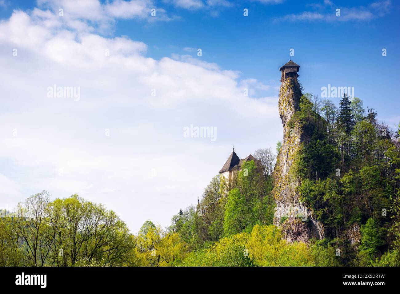 tower of orava castle on the high steep rock. one of the most beautiful ...